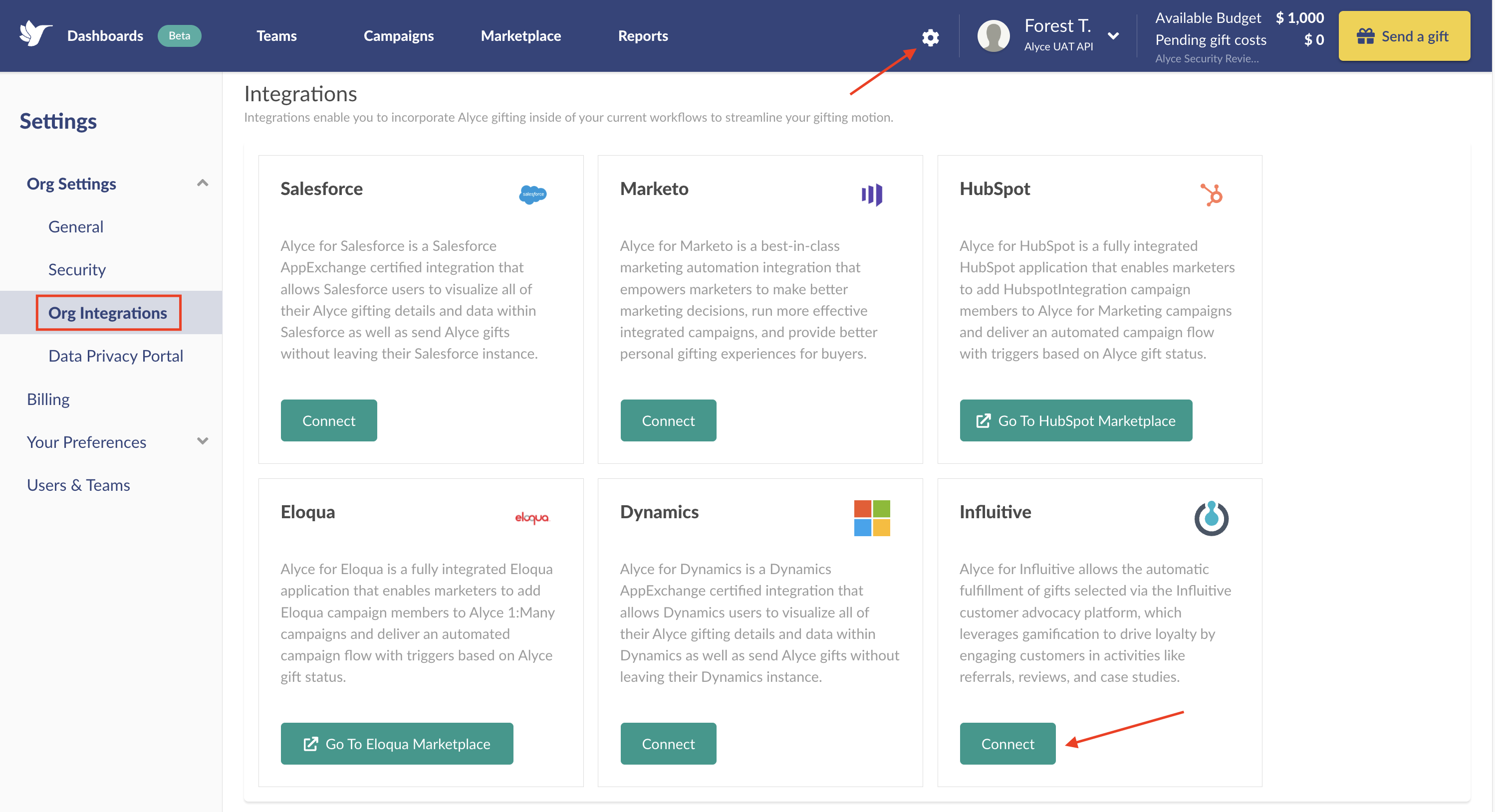 Installing the Alyce for Influitive integration – Alyce